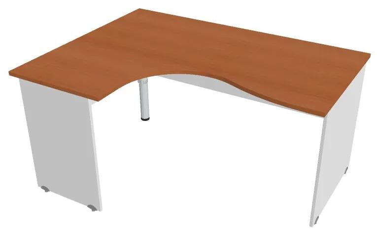Stůl ergo pravý 160*120 cm - Hobis Gate GE 2005 P Dekor stolové desky: třešeň, Dekor lamino podnože: bílá, Barva nohy: stříbrná