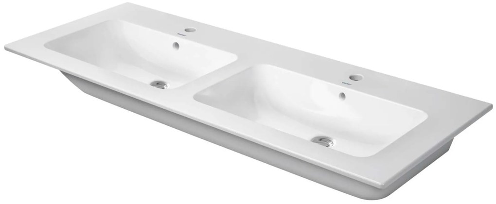 Duravit ME by Starck - Dvojumyvadlo nábytkové 130x49 cm, s přepadem, 2 otvory pro baterie, WonderGliss, bílá 23361300001
