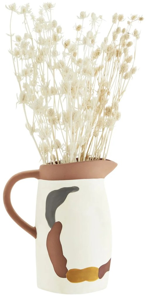 MADAM STOLTZ Váza z terakoty Hand Painted, hnědá barva, keramika