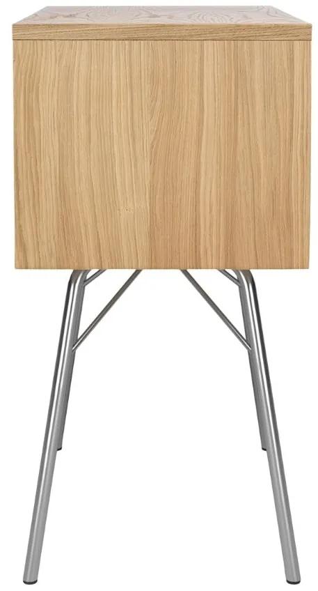 Dubový noční stolek Woodman Rayburn s chromovou podnoží 40 x 30 cm