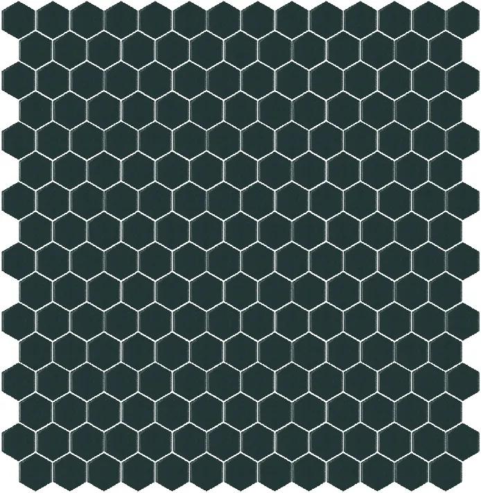Hisbalit Obklad skleněná zelená Mozaika 313B MAT hexagony  hexagony 2,3x2,6 (33,33x33,33) cm - HEX313BMH