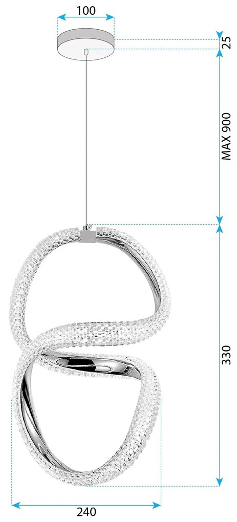 Toolight Toolight, LED závěsné svítidlo 24W, 4000K, G077-3CPR, zlatá, OSW-08667