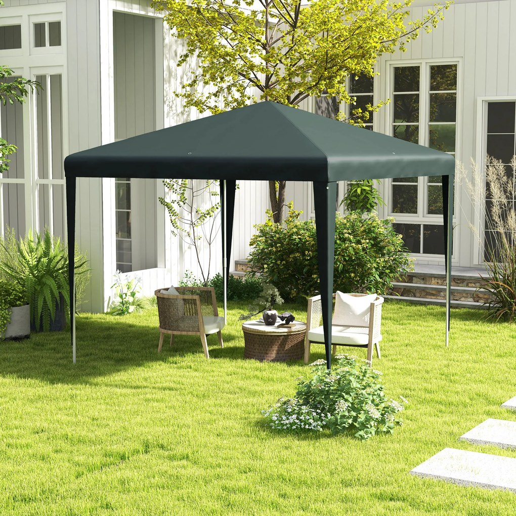 Outsunny Altán 2.7x2.7m Obdélníkový Voděodolný Stabilní Zimní Altán Party Stan Zahradní Altán Marquee pro Kempování Zahrada, Tmavě zelená
