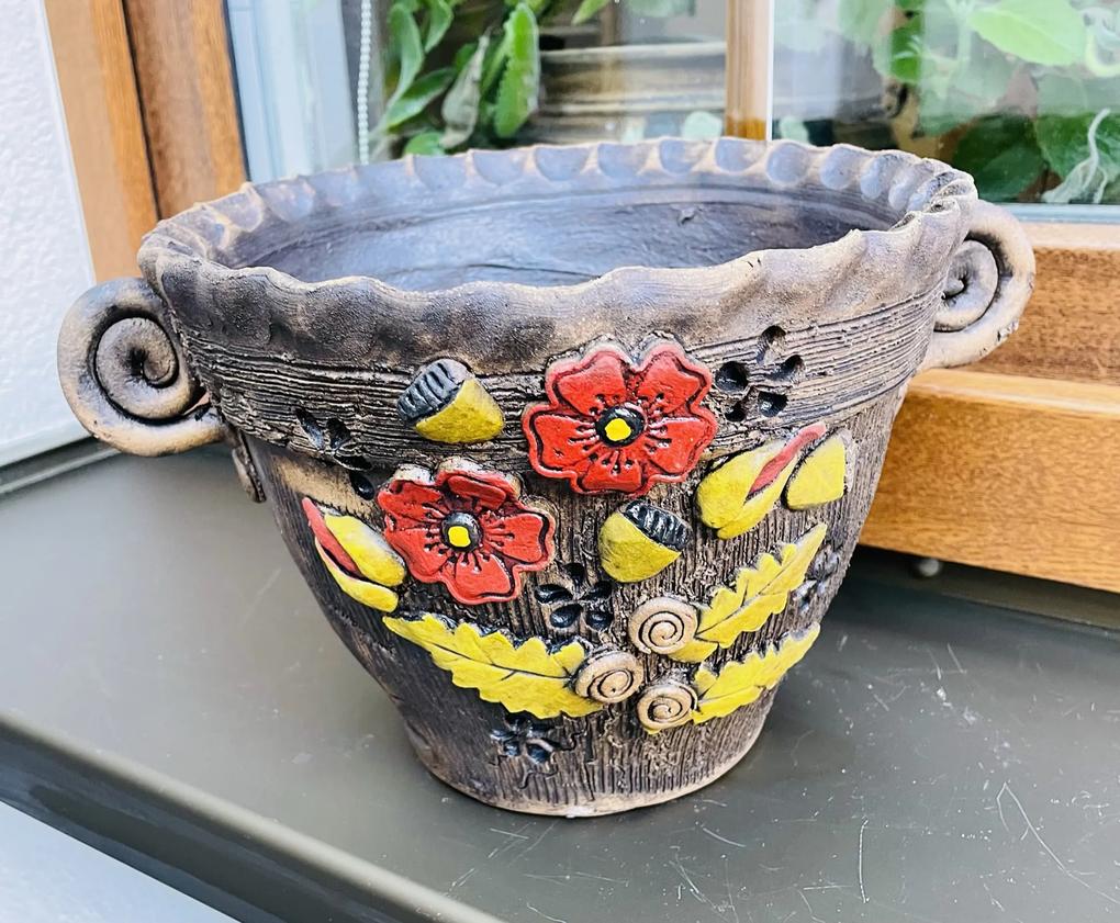 Keramika Javorník Květináč s uchy - vlčí mák