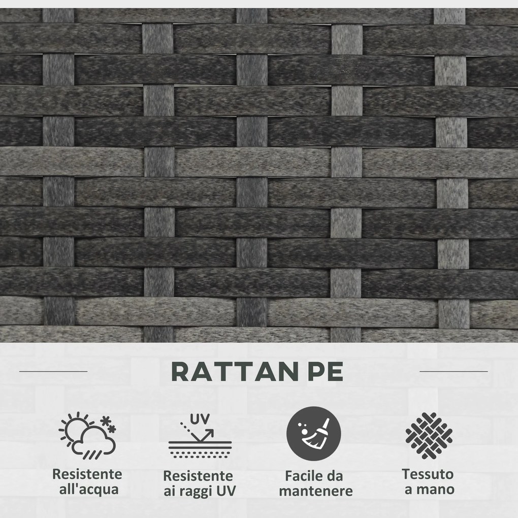 Outsunny Zahradní Truhlík s Trellis pro Popínavé Rostliny, Vyvýšený Truhlík se 2 Vnitřními Květináči, Ocelový Rám a PE Ratan, 57x30x107cm, Šedá