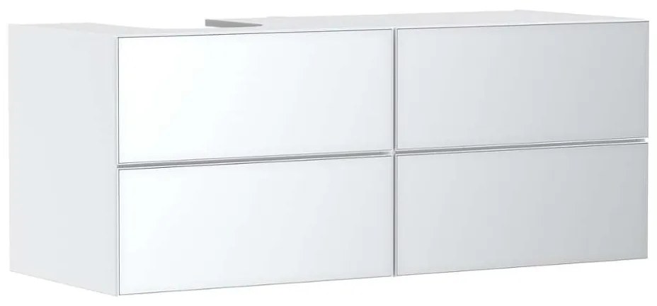 Hansgrohe Xevolos E - Umyvadlová skříňka 137x56x55 cm, 4 zásuvky, matná bílá/metalická bílá 54236320