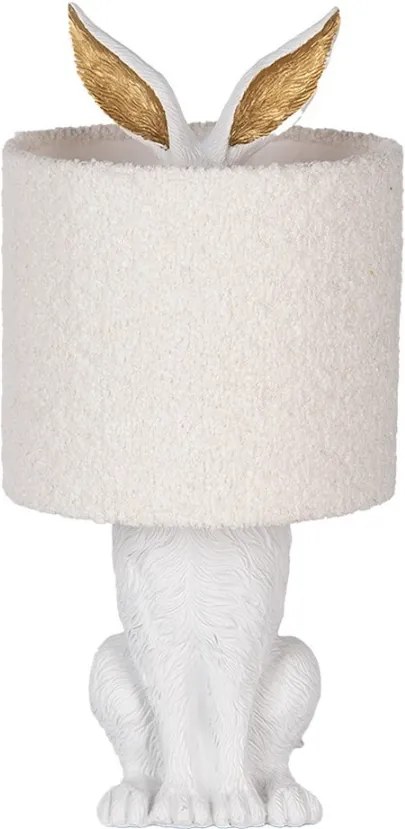 Bílá stolní lampa králík s chlupatým stínidlem Rabbi - Ø 20*43 cm E27/ma* 1*60W