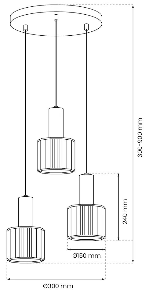 Závěsné svítidlo Cristal, 3x transparentní křišťálové stínítko, b/g, o