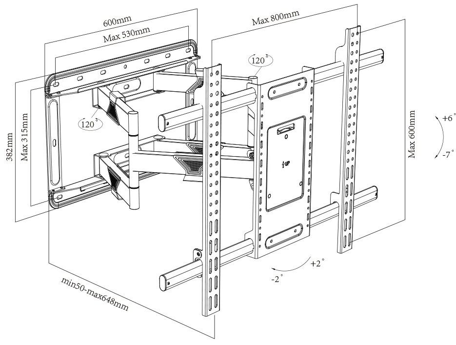 MAX100 Držák se dvěmi Rameny | TV 75"-120" | 100kg