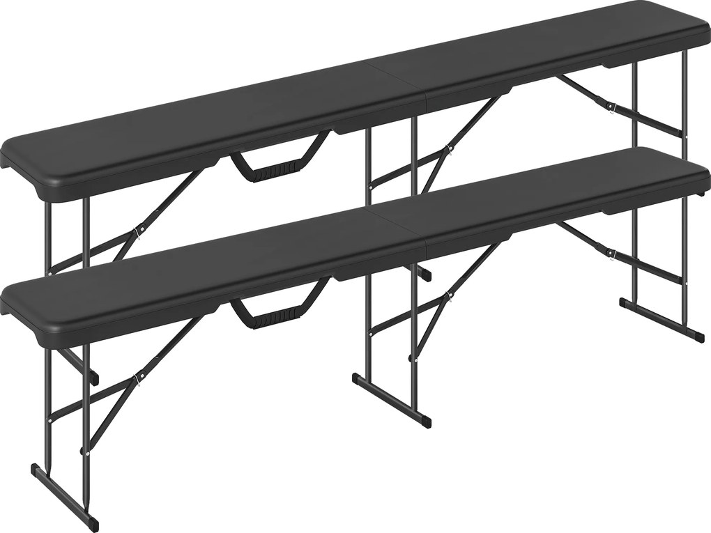 Kempinková lavička, plastová venkovní lavička, nosnost 240 kg, černá