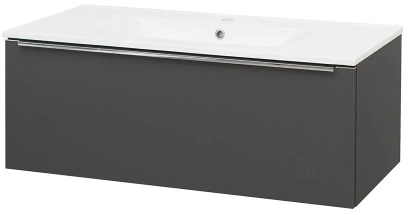 Mereo Mereo, Mailo, koupelnová skříňka s keramickým umyvadlem 101 cm, bílá, dub, antracit, CN537