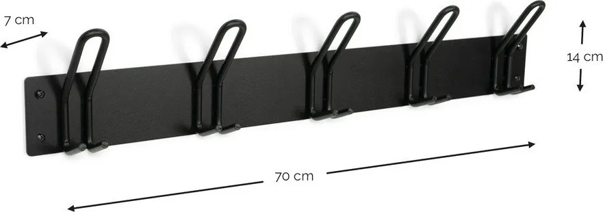Černý ocelový nástěnný věšák 70 cm Miles – Spinder Design
