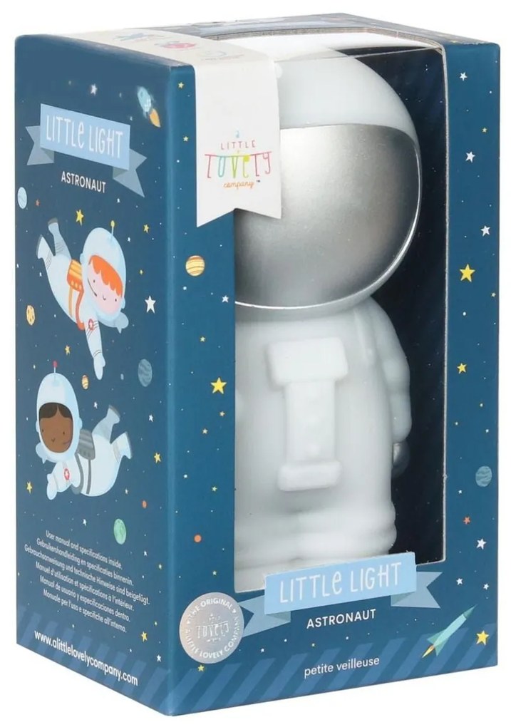 A Little Lovely Company Dětská LED lampička Astronaut, bílá barva, plast