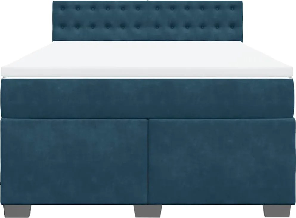 Box spring postel s matrací tmavě modrá 140x190 cm samet 3286322