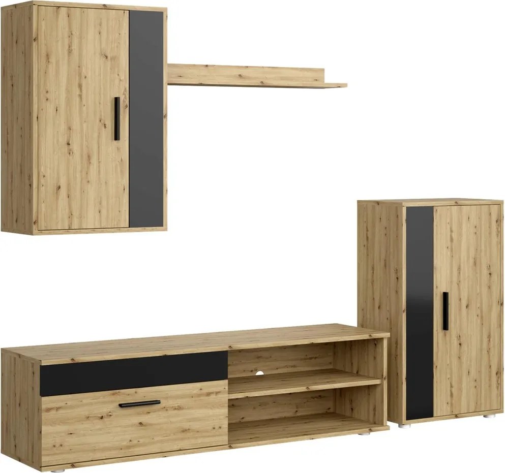 Sada obývacího nábytku Benson dub artisan/černá