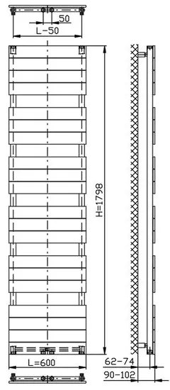 Aqualine Bondi DC455T Radiátor kombinovaný, 60x179,8cm, antracit