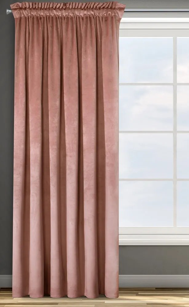 Design 91 Záclona připravená na pásku 140x270 Rosa růžová tmavý velur D91