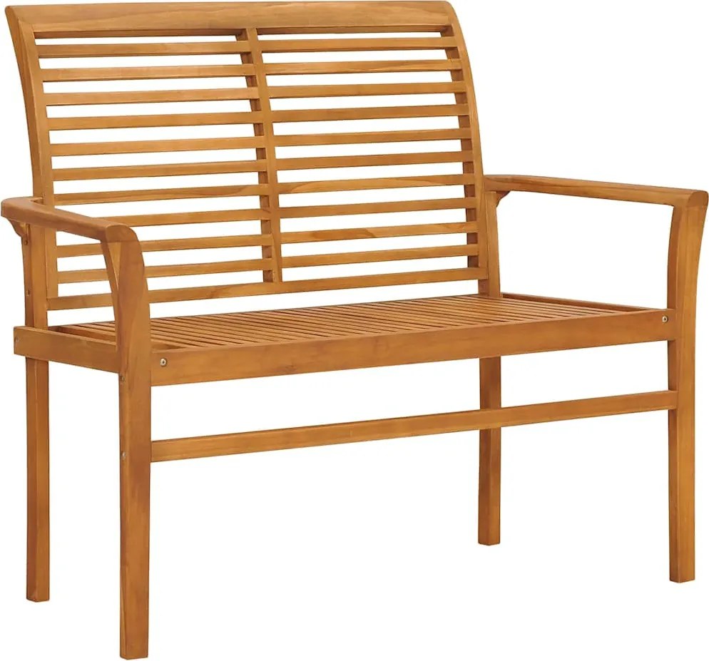 Zahradní lavice s černou poduškou 112 cm masivní teak 3062656