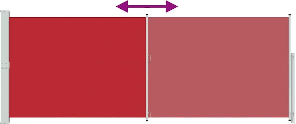 Zatahovací boční markýza 180 x 500 cm červená 313410