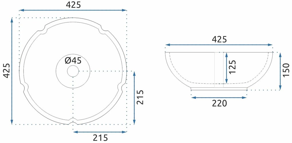 Keramické umyvadlo na desku REA VIVIEN bílé/modré