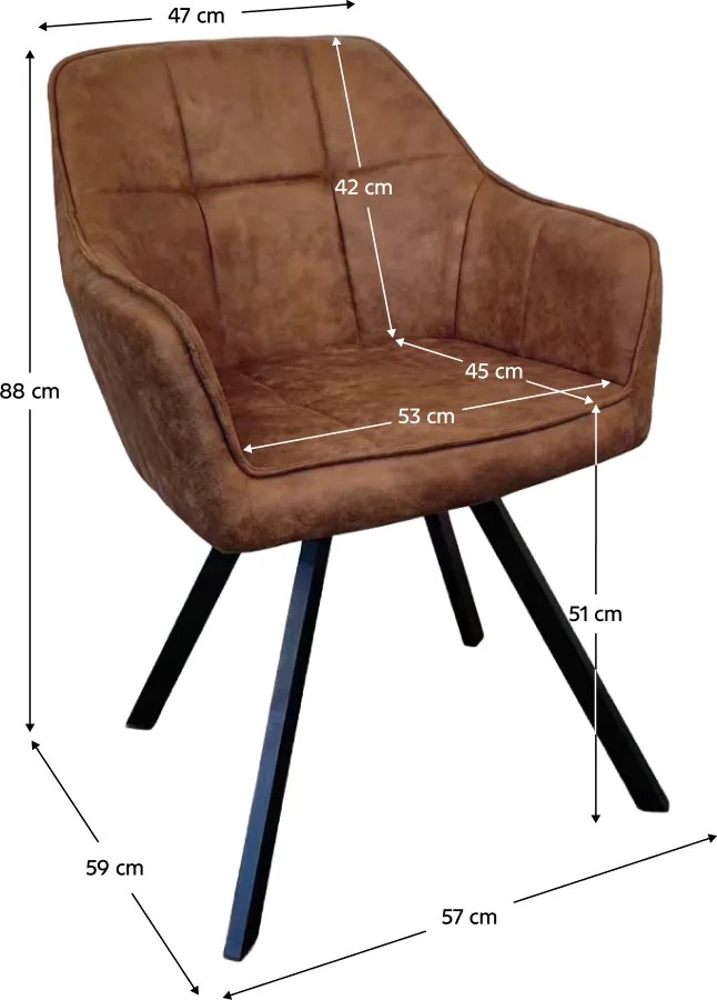Otočné jídelní křeslo, tmavě hnědá látka s efektem broušené kůže, SAMANTA