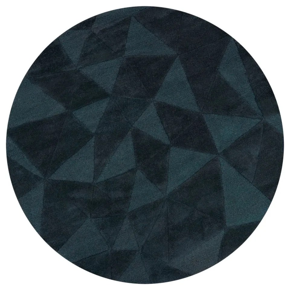 Zelenomodrý ručně tkaný vlněný kulatý koberec ø 160 cm Shard Teal – Flair Rugs