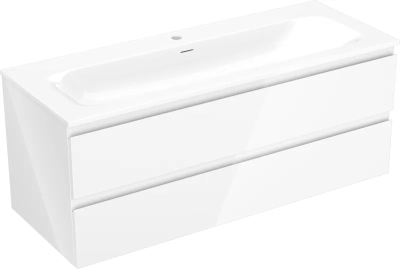 Mexen Orio, koupelnová skříňka 120 cm s umyvadlem Vela, 2 zásuvky, bílá lesklá, 91A10-12047-2-BFF00-W23M00