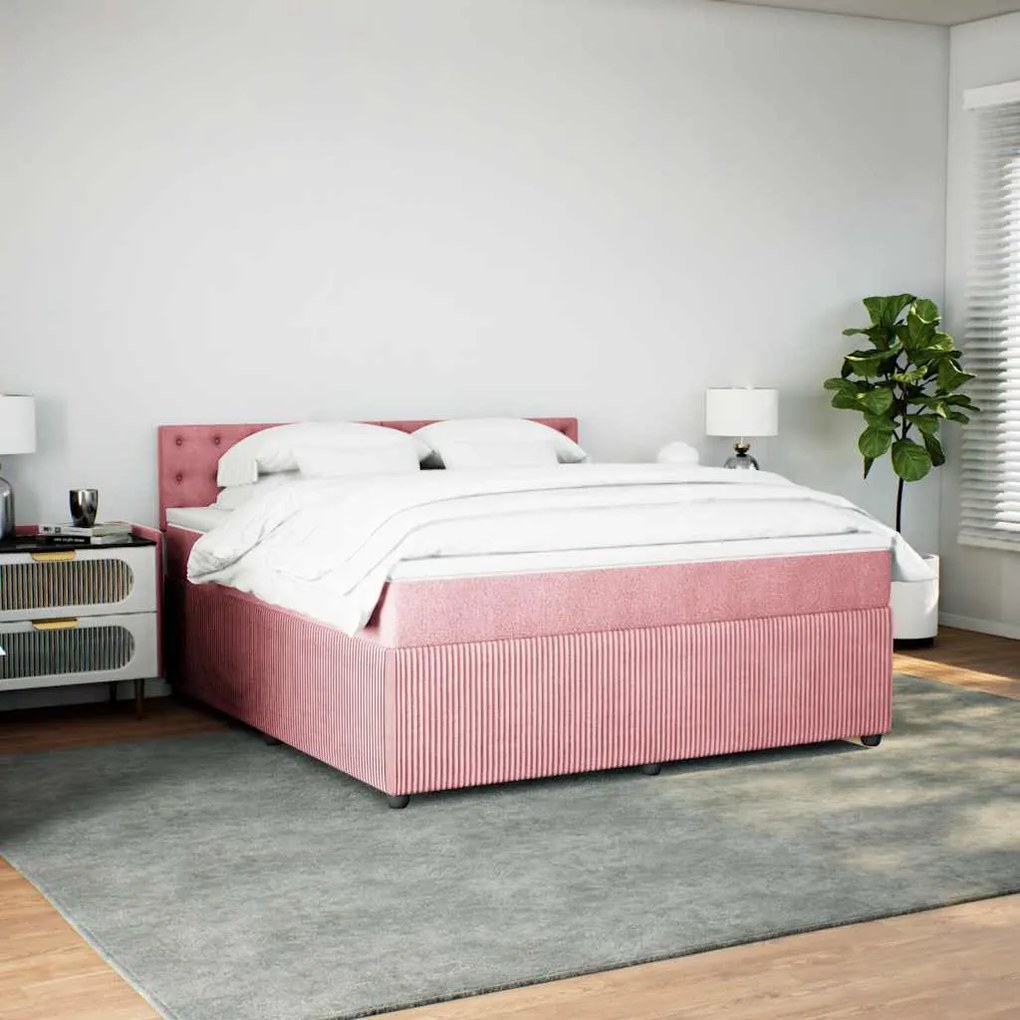 Box spring postel s matrací růžová 180x200 cm samet 3290123