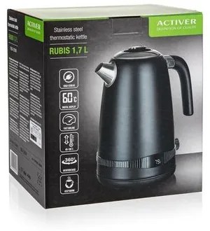 Activer Rychlovarná konvice s termostatem Rubis 1,7 l, černá