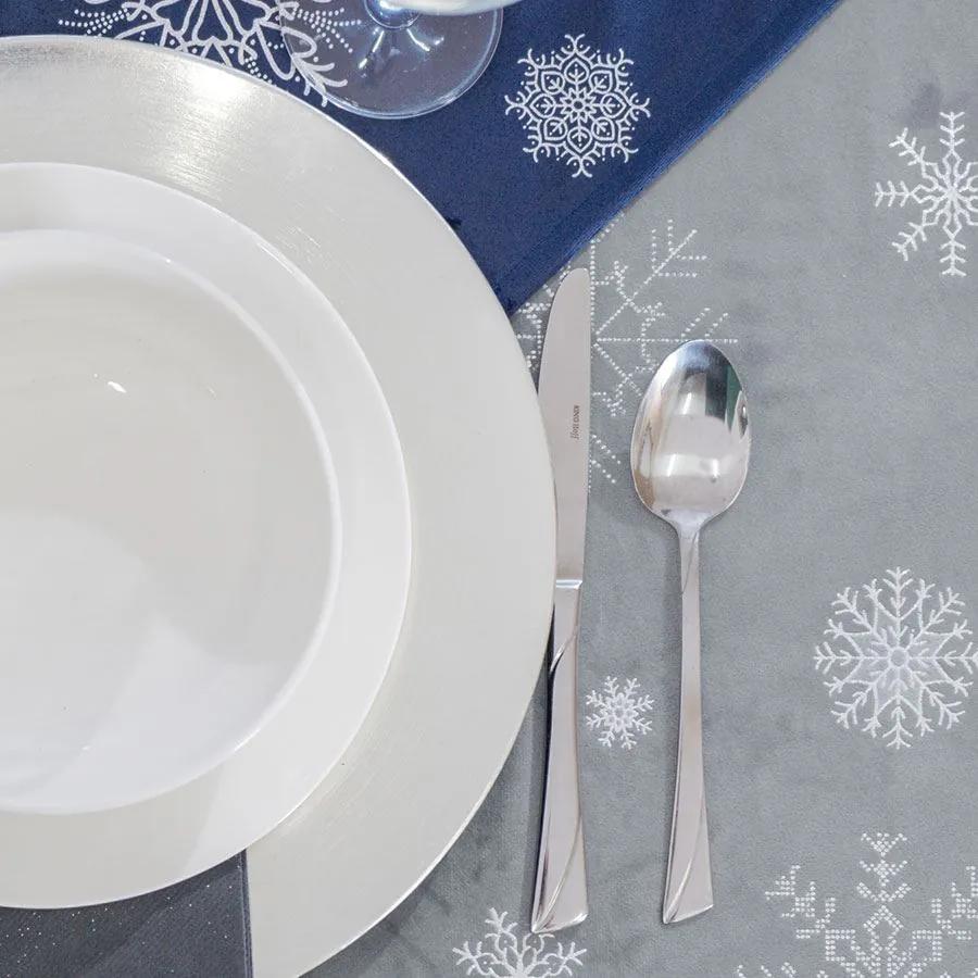 Vánoční ubrus na stůl SNOWFLAKE šedá/stříbrná 110x160 cm Mybesthome