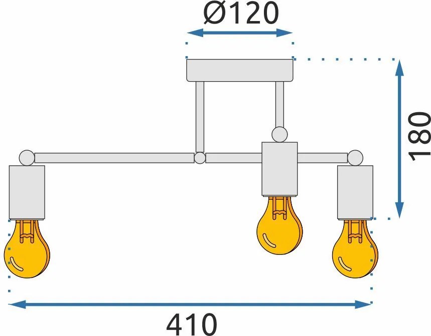 Toolight - Stropní lampa 4-bodová s černými rameny 392200, černá, OSW-07623