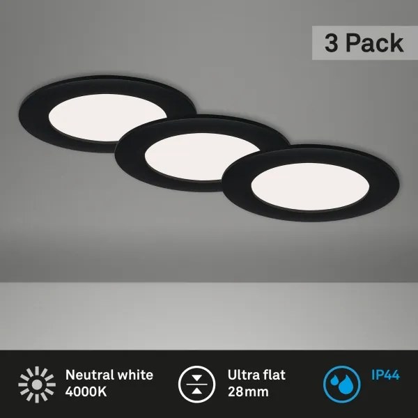 Brilo - SADA 3x LED Koupelnové podhledové svítidlo FLAT LED/6W/230V IP44