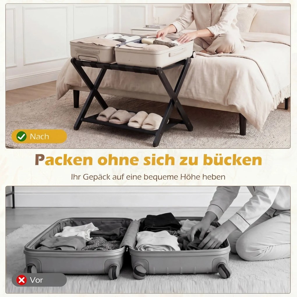 Costway 2Sada skládacích stojanů na zavazadla