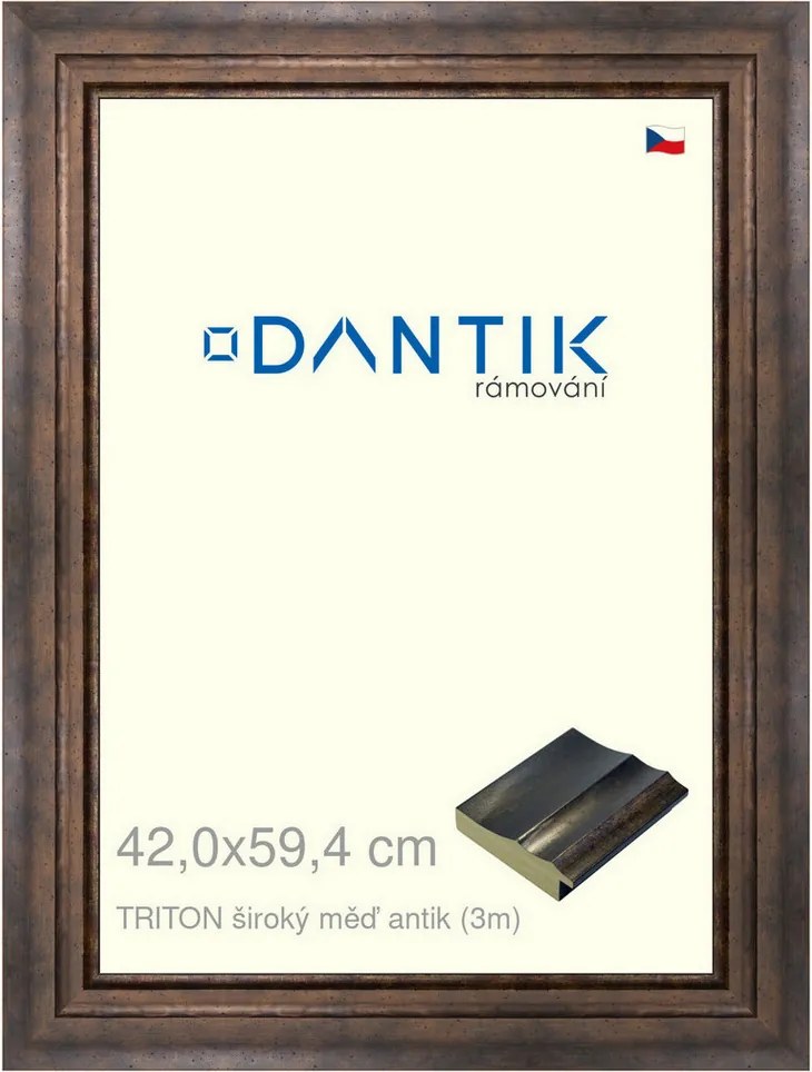 DANTIK rámeček 42x59,4 | TRITON široký měď antik (Plexi Čiré)