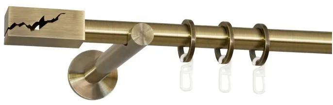 Kovové garnýže Fulmine 19 mm Modern, R., Délka 160 cm, Barva Starožitná mosaz, Provedení Jednoduché, Uchycení látky na tunýlek (bez kroužků)