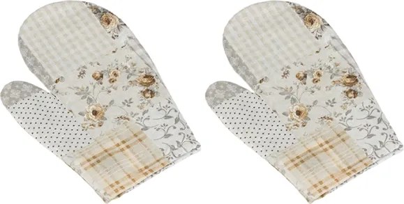 Bellatex Kuchyňská chňapka 2ks 28x18 cm Patchwork Béžová,Šedá