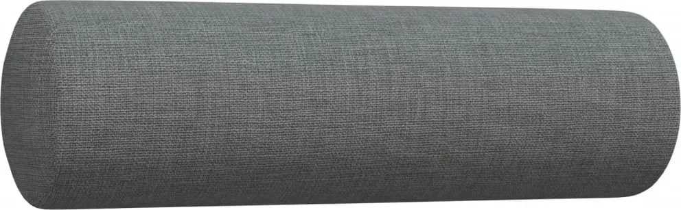 3dílná sedací souprava s podnožkou a polštáři tmavě šedá textil 3278344