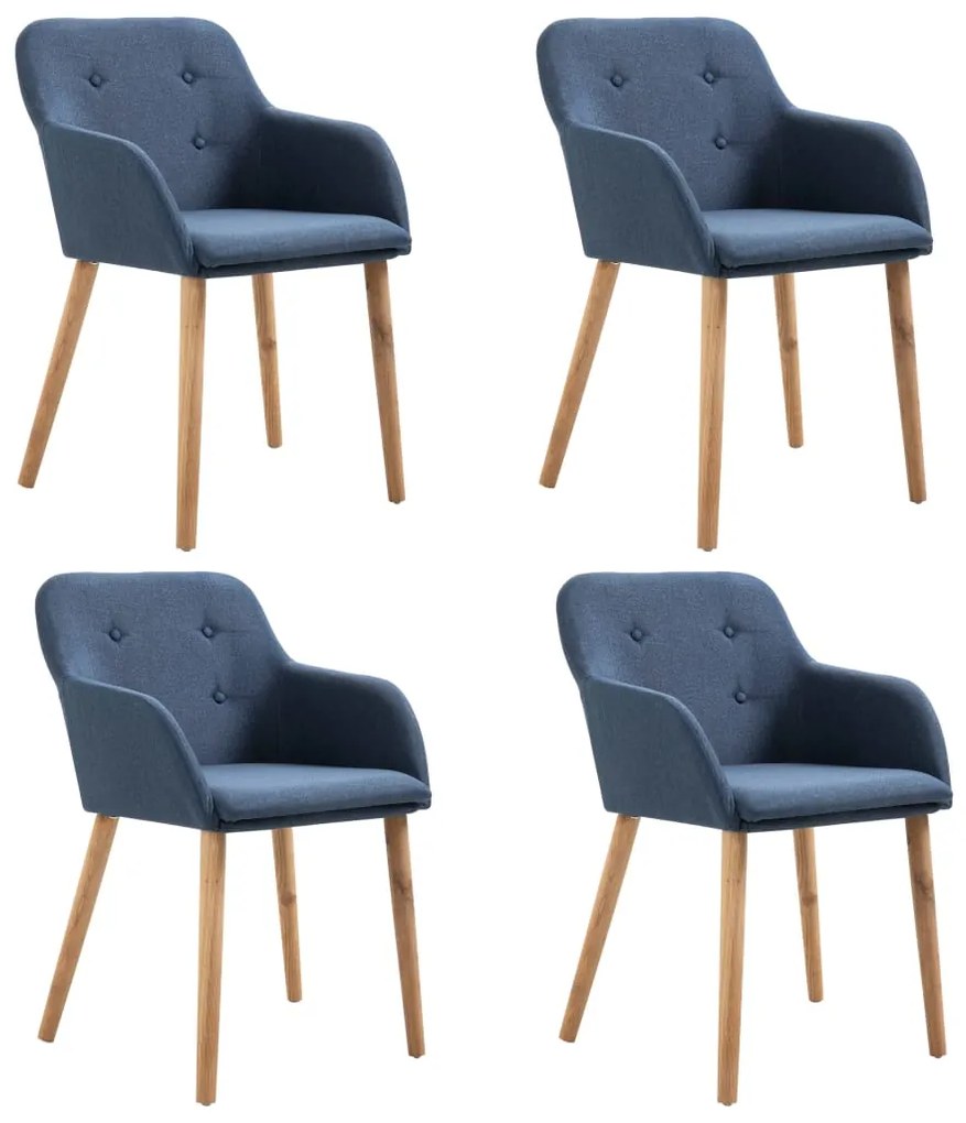 276943 vidaXL Jídelní židle 4 ks modré textil a masivní dubové dřevo