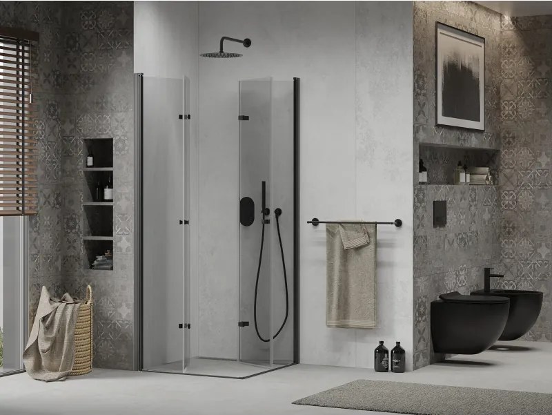 Mexen Lima Duo sprchový kout 80 x 80 cm, 6mm čiré sklo-černý profil, 856-080-080-70-00-02