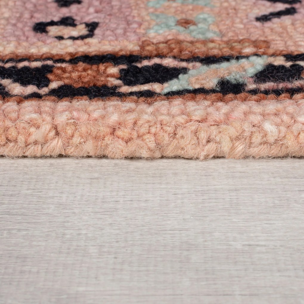 Flair Rugs, Kusový koberec Wool Loop Blossom Pink/Black, 120x170, růžová, ložnice