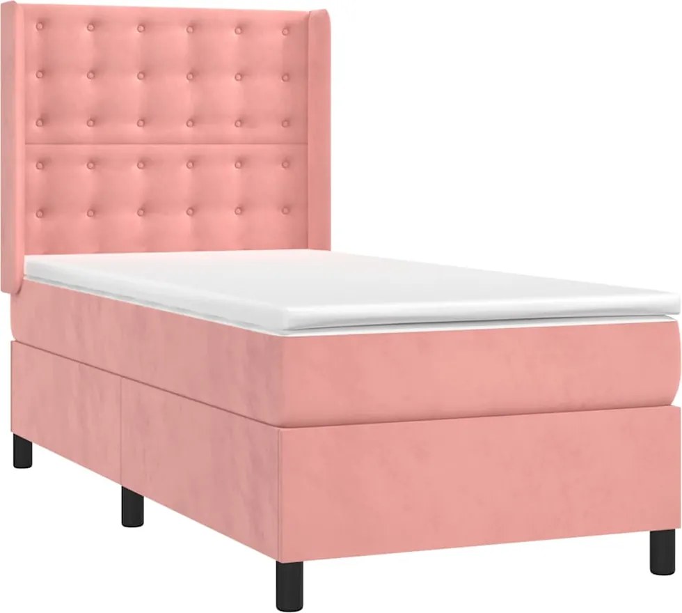 Box spring postel s matrací růžová 90x190 cm samet 3132896