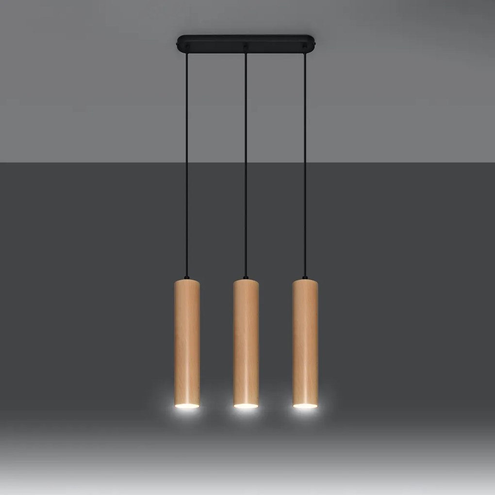 Sollux Lighting LINO 3 dřevěná závěsná lampa