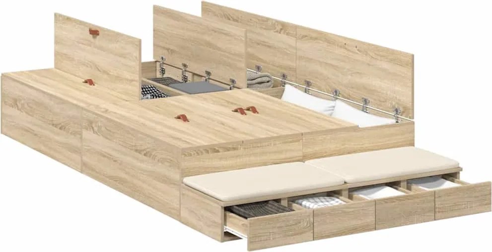 Rám postele s úložným prostorem se zásuvkou Sonoma dub 120 cm 3335687