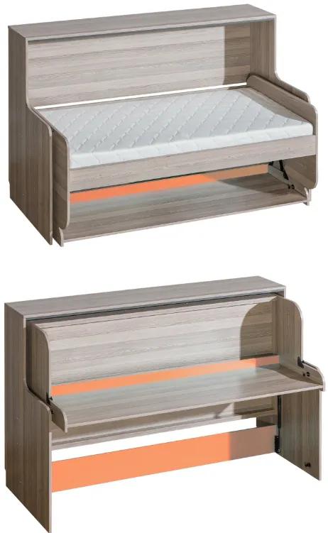 U16 Kombinovaná postel s psacím stolem ULTIMO Barevné provedení ULTIMO: Pomeranč, Matrace 200x90x12cm: Bonell +1500Kč
