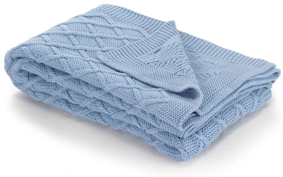 245117 vidaXL Pletená bavlněná deka 130 x 171 cm modrá se vzorem