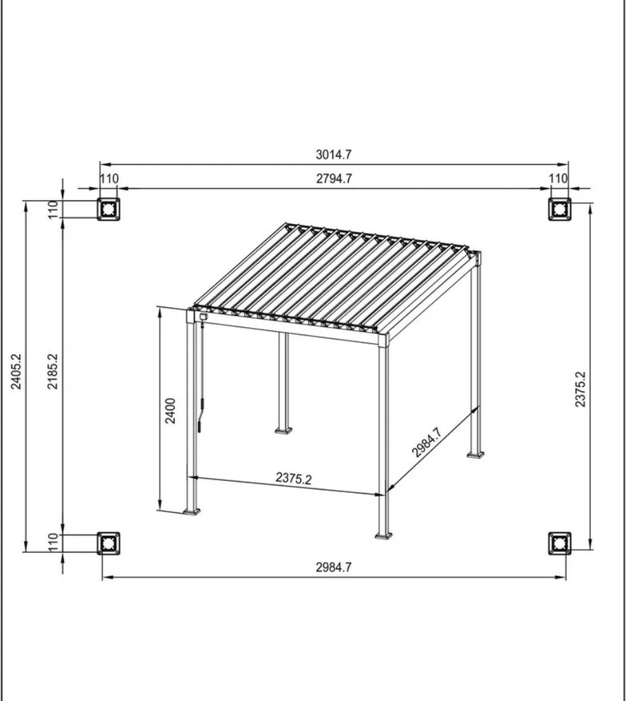 BIZZOTTO Světlá hliníková pergola s uzavíracími lamelami GARDA 3x2,4 m 0796084
