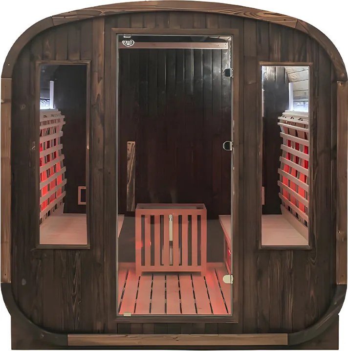 BPS-koupelny Zahradní kombinovaná sudová sauna 2v1 - Infrasauna + finská sauna 180x200, 4-6 osob