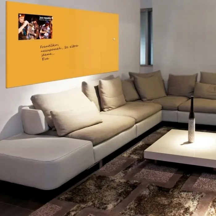 Žlutá neapolská skleněná magnetická tabule do restaurace Smatab® - 100 × 200 cm