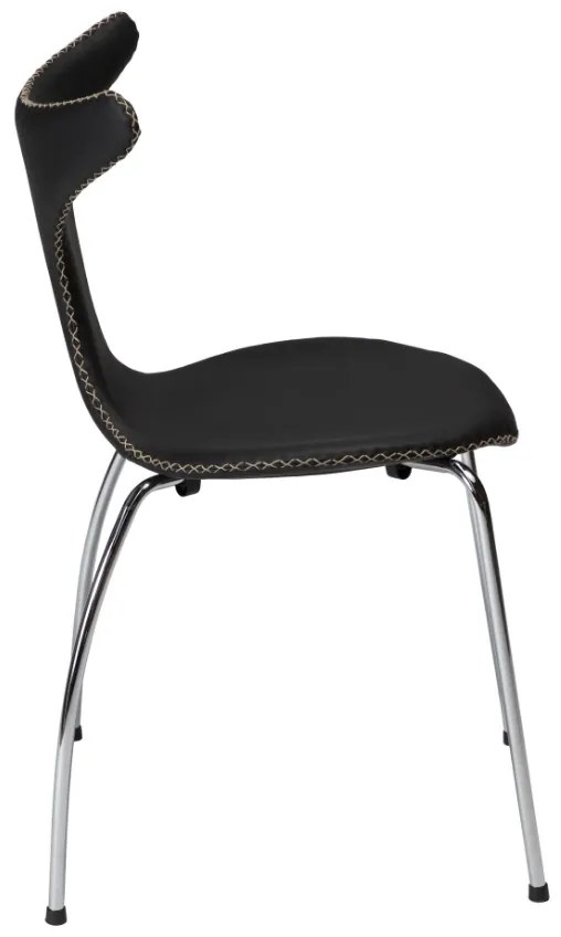 OnaDnes -20% ​​​​​Dan-Form Černá kožená jídelní židle DAN-FORM Dolphin s chromovanou podnoží