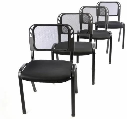 Garthen 41034 Sada 4 stohovatelných kongresových židlí - černá